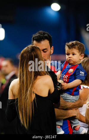 Players and their families celebrate victory Sergio Busquets i Burgos ...