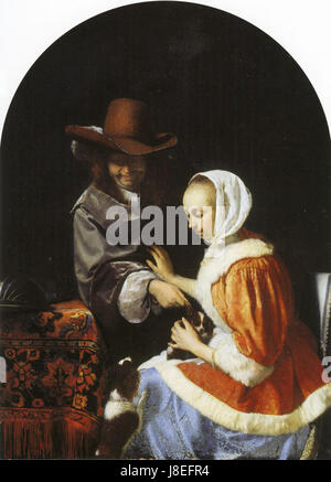 This painting by Frans van Mieris the Elder depicts an elderly woman ...