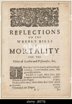 Early demography research. 17th-century table of deaths in London from ...