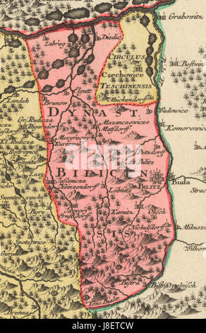 Mattheus Seuter's 'Ducatus Teschenensis' is a historical map depicting ...