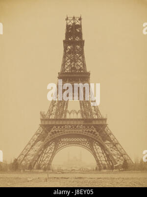 This image captures the construction of the Eiffel Tower in 1888. The ...
