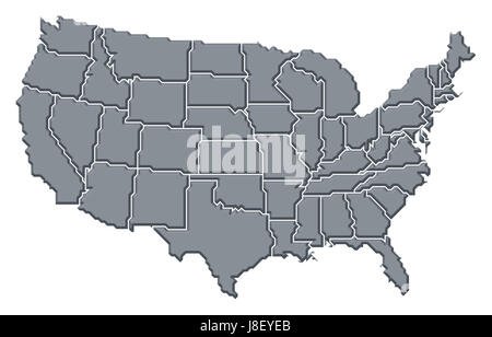 usa, map, atlas, map of the world, profile, symbolic, political, colour ...