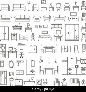 Garden furniture icons set. Outline set of Garden furniture vector ...