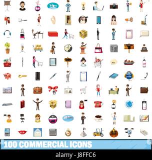 100 commercial icons set, cartoon style Stock Vector Image & Art - Alamy
