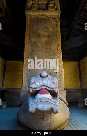 Stone sculpture of Bixi, a figure from Chinese mythology made of turtle ...