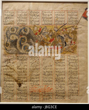 This artwork depicts the legendary Persian hero Rustam slaying the ...