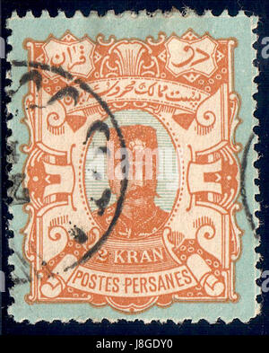 This stamp from Iran, issued in 1885, features a 6c overprint on a 5s ...