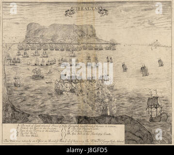 Gibraltar map, 1704 Stock Photo - Alamy