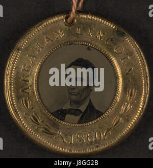 Lincoln button 1860 crop Stock Photo - Alamy