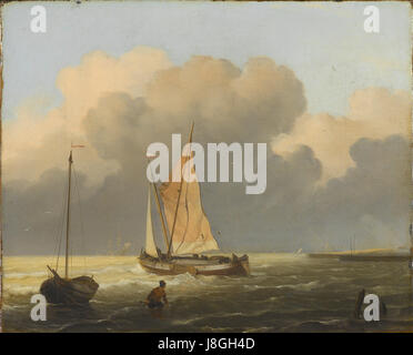 This painting at the Rijksmuseum depicts fishing boats on a beach ...