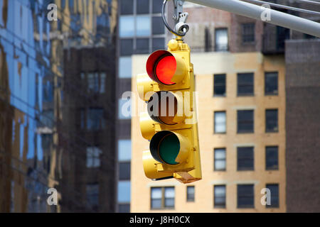 new york stop signal and stop sign one way sign Stock Photo - Alamy