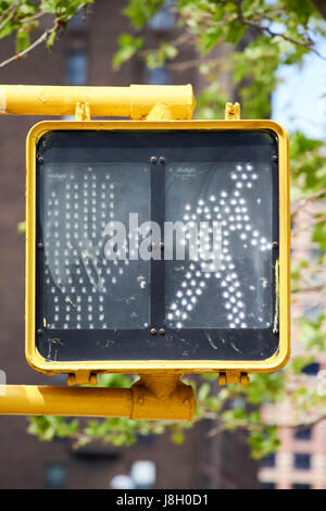 pedestrian white led walk street traffic sign New York City street ...