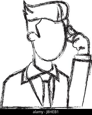 Cartoon illustration of boss thinking Stock Vector Art & Illustration ...