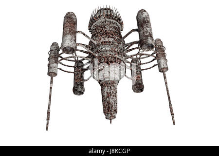 3d illustration of a rusty spaceship model isolated on white background ...