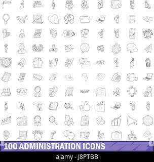 Office administration outline icons collection. Office, administration ...