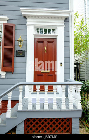 Colorful historic houses, P Street NW, Georgetown, Washington DC Stock ...