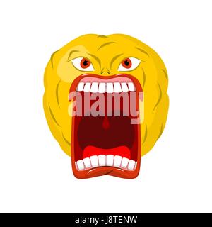 Emoticon screams. Open mouth and teeth. Crazy Emoji. emotion yell. Yellow ball head Stock Vector ...