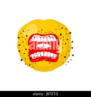 Emoticon screams. Open mouth and teeth. Crazy Emoji. emotion yell. Yellow ball head Stock Vector ...