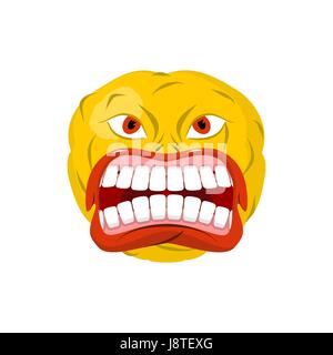 Emoticon screams. Open mouth and teeth. Crazy Emoji. emotion yell. Yellow ball head Stock Vector ...