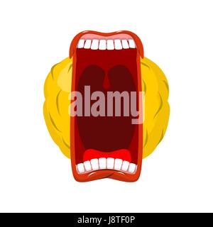 Emoticon screams. Open mouth and teeth. Crazy Emoji. emotion yell. Yellow ball head Stock Vector ...