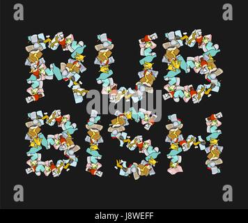 Garbage Lettering. Letters from Rubbish. trash typography. peel from ...