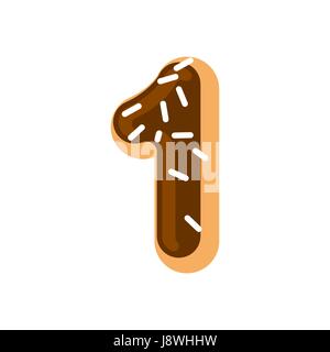 Donut cartoon one number vector illustration. Biscuit font style ...