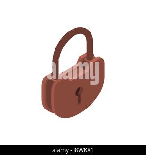 Old rusted padlock with open keyhole isolated on white background ...