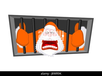 Santa Claus prisoner. Christmas in prison. Window in prison with Stock ...