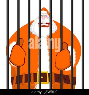 Santa Claus prisoner. Christmas in prison. Window in prison with Stock ...