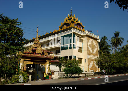 asia, facade, monastery, myanmar, convent, burma, blue, house, building ...