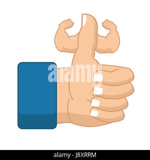 Like Strong. Fitness Thumbs up with big muscles. Powerful hand. Symbol ...