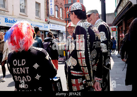 Pearly Kings Queens Pearlies traditional costume Cockney English Stock ...