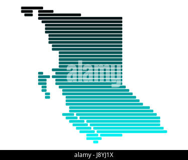 Shape of British Columbia, province of Canada, and its capital ...