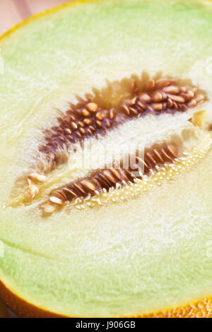 closeup sliced ripe orange muskmelon with red tomato and mint in the ...