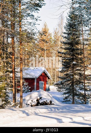 Lappish house of reindeer farm in winter Lapland night snowfall new ...