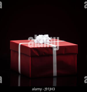Christmas present birthday gift red box ribbon isolated on white Stock ...