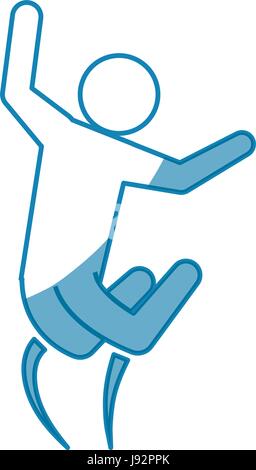blue line pictogram man jumping up concept Stock Vector Image & Art - Alamy
