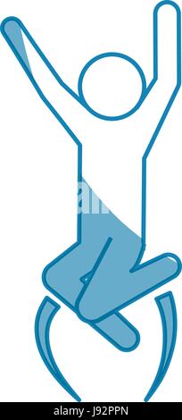 blue line pictogram man jumping up concept Stock Vector Image & Art - Alamy