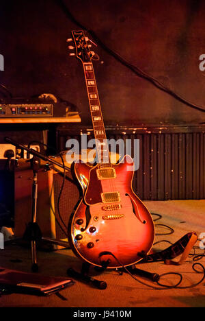 Band equipment on stage ready for a show Stock Photo - Alamy