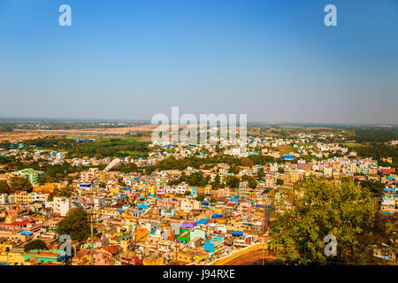 Colored traditional houses in Trichy, South India. Top view Stock Photo ...