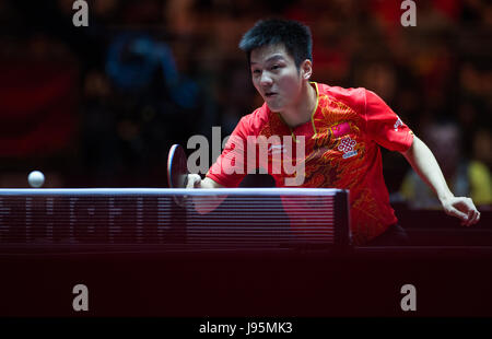 Chinese table tennis player Fan Zhendong attends a fan meeting hosted ...