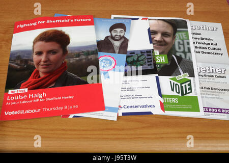 Sheffield, UK. 5th Jun, 2017. Election campaign leaflet on behalf of ...