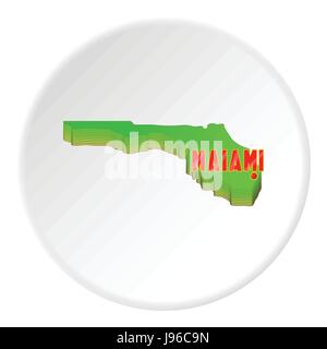 Map of Florida with Miami icon, cartoon style Stock Vector Image & Art ...
