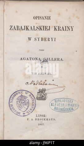 The first volume of Agaton Giller's work, 'Opisanie Zabajkalskiej ...
