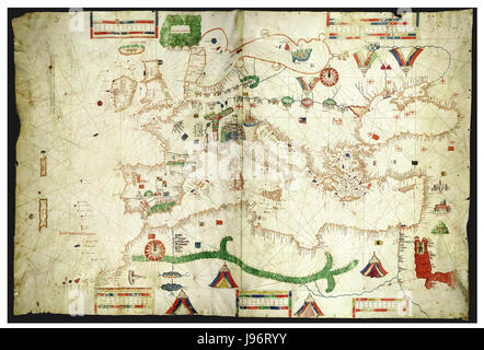 The Portolan Chart by Albino de Canepa, dated 1489, illustrates the ...