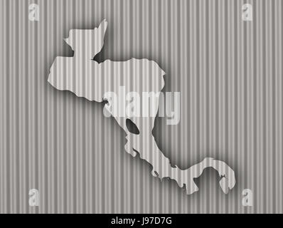 Map of Central America on corrugated iron Stock Photo - Alamy
