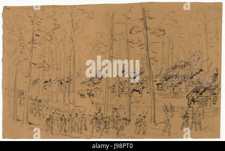 William Waud - Burning of McPhersonville 1865 - original sketch Stock ...