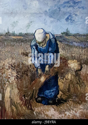 Peasant woman binding sheaves (after Millet) 1889 Vincent van Gogh 1853 ...