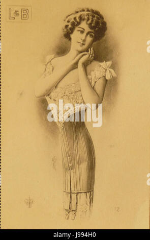 Postcard woman in corset Stock Photo - Alamy
