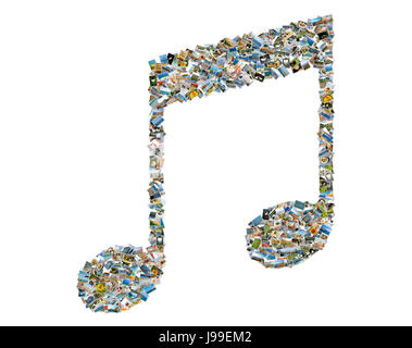 Musical note sign, photo collage isolated on a white background Stock ...